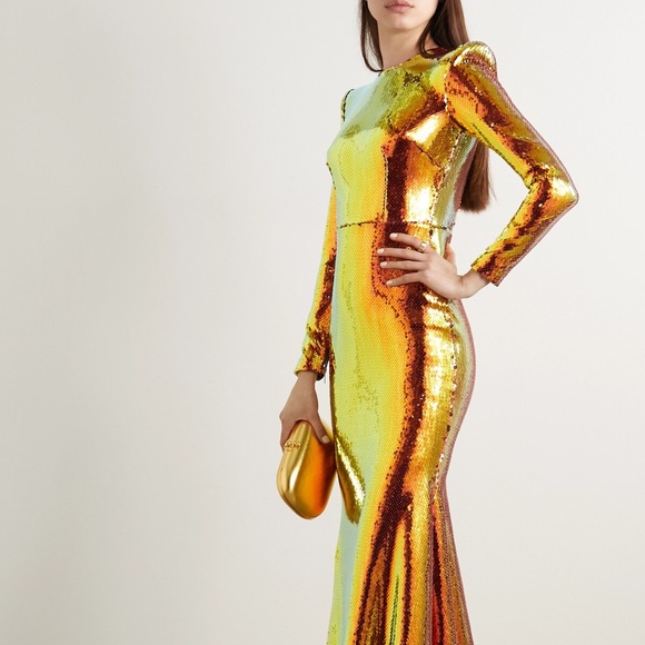 Alex Perry | Dresses | Alex Perry Prescott Sequined Tulle Gown Orange ...